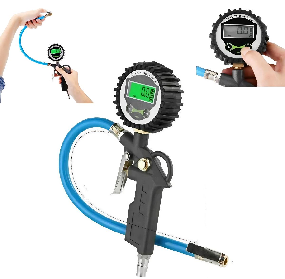 SMAXPro™ Digital Tire Inflator w/ Pressure Gauge: 250 PSI Air Chuck, C ...