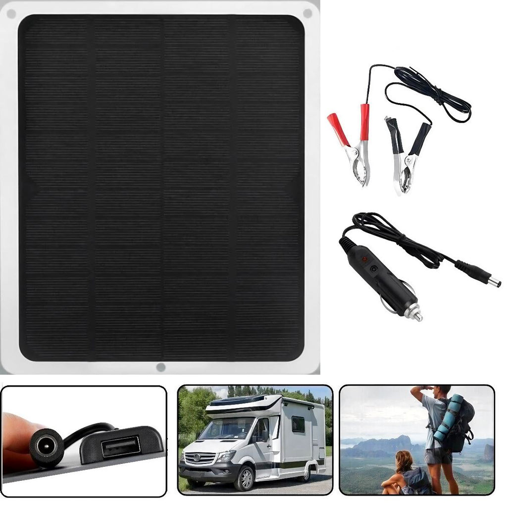 Portable Solar Charger For Car Boat RV 22W Solar Panel Trickle Charger ...